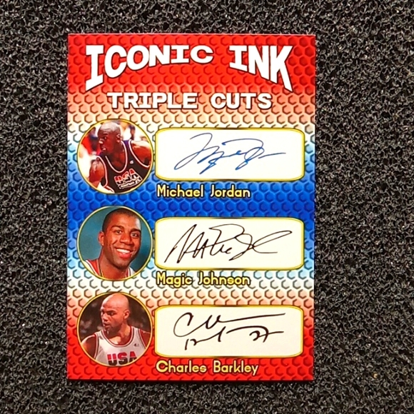 Other | Michael Jordan Magic Johnson Charles Barkley Iconic Ink Triple ...